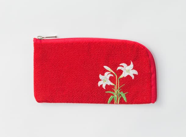 SGI Soka Gakkai prayer beads pouch White lily logo Red – KONGODO SGI STORE
